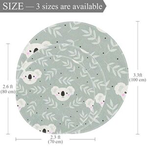 Cute Koala Large Baby Rug for Nursery Kids Round Warm Soft Activity Mat Floor Area Rugs Non-Slip for Children Toddlers Bedroom,39.4x39.4IN