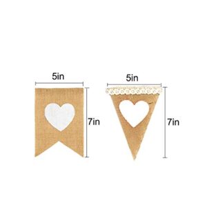 2 Set Bride to be Banner and Heart Banner Rustic Burlap Bunting Banner for Bridal Shower, Bachelorette Party Decorations