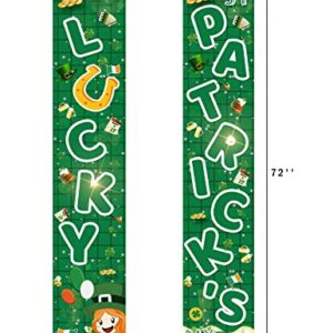 WITBASS 2 PCS St. Patrick's Day Porch Banners, Hanging Heart Streamers Door Porch Signs House Hanging Wall Decoration Party Supplies Indoor Outdoor Use