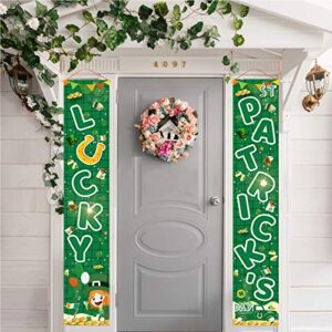 WITBASS 2 PCS St. Patrick's Day Porch Banners, Hanging Heart Streamers Door Porch Signs House Hanging Wall Decoration Party Supplies Indoor Outdoor Use