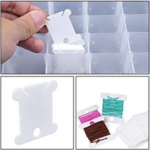 EDOBLUE Embroidery Floss Organizer Box with 36 Adjustable compartments Includes 100 Plastic Floss bobbins and 120 Sticker