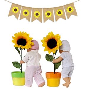 Rainlemon Jute Burlap Sunflower Banner Baby Shower, Birthday Party, Wedding, Graduation Party Decoration