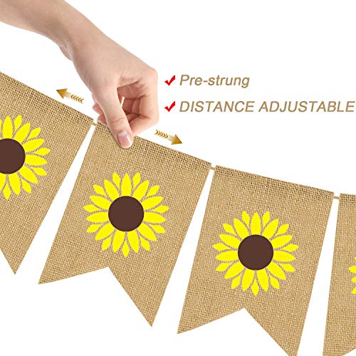 Rainlemon Jute Burlap Sunflower Banner Baby Shower, Birthday Party, Wedding, Graduation Party Decoration