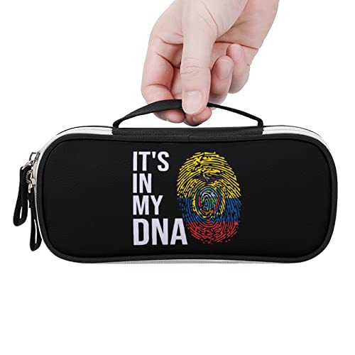 It's in My DNA Ecuador Flag Printed Pencil Case Bag Stationery Pouch with Handle Portable Makeup Bag Desk Organizer