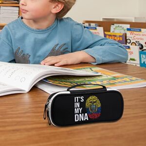 It's in My DNA Ecuador Flag Printed Pencil Case Bag Stationery Pouch with Handle Portable Makeup Bag Desk Organizer