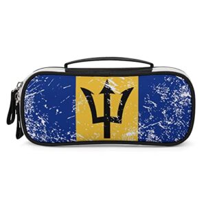 retro barbados flag printed pencil case bag stationery pouch with handle portable makeup bag desk organizer