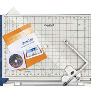 QuiltCut2 All-in-One Fabric Cutting System for Quilters - Includes Rotary Cutting Mat, Fabric Clamp, Cutting Guide, and Speed Gauge Ruler