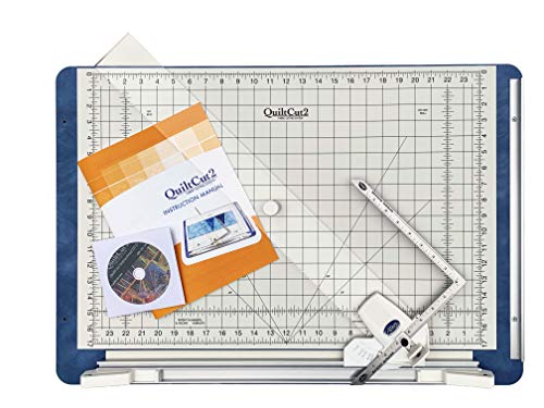 QuiltCut2 All-in-One Fabric Cutting System for Quilters - Includes Rotary Cutting Mat, Fabric Clamp, Cutting Guide, and Speed Gauge Ruler