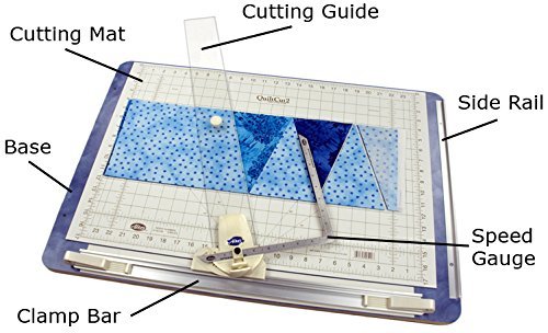 QuiltCut2 All-in-One Fabric Cutting System for Quilters - Includes Rotary Cutting Mat, Fabric Clamp, Cutting Guide, and Speed Gauge Ruler