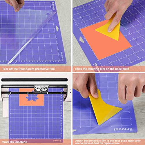 Emooqi Cutting Mat for Cricut Maker/Explore Air 2/Air/One(3pcs, 12x12 Inch, Scraper), High Adhesive Sticky Purple Square-Grid&Non-Slip Cutting Mats for Art, Textiles, Scrapbooking, and DIY Projects.