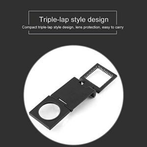 10X 28mm Mini Three-Folding Magnifier Zinc Alloy Pocket Magnifier Magnifying Glass with Scale for Textile Optical Jewelry Tool Pack of 5