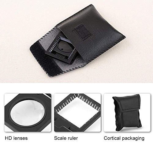 10X 28mm Mini Three-Folding Magnifier Zinc Alloy Pocket Magnifier Magnifying Glass with Scale for Textile Optical Jewelry Tool Pack of 5