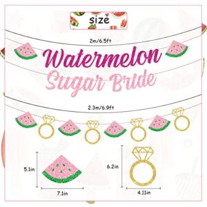 Summer Bachelorette Party Decorations, Pink Green Watermelon Sugar Bride Banner, Tropical Bridal Shower Party Decor Watermelon Garland for Bride Shower Engagement Wedding Party Supplies