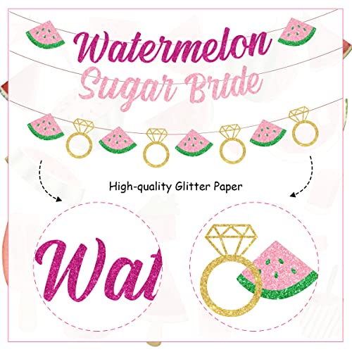 Summer Bachelorette Party Decorations, Pink Green Watermelon Sugar Bride Banner, Tropical Bridal Shower Party Decor Watermelon Garland for Bride Shower Engagement Wedding Party Supplies