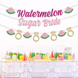 Summer Bachelorette Party Decorations, Pink Green Watermelon Sugar Bride Banner, Tropical Bridal Shower Party Decor Watermelon Garland for Bride Shower Engagement Wedding Party Supplies