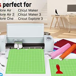 Colemoly 12x12 Cutting Mat 4 Pack Standard for Cricut Maker/Maker 3/Explore 3/Air 2/Air/One 1 Pack Cut Cards Scraper Green Grip Sticky Cricket Replacement Accessories Pad for Supplies,Crafts,Quilting