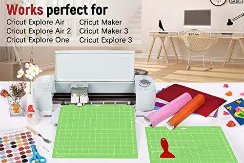 Colemoly 12x12 Cutting Mat 4 Pack Standard for Cricut Maker/Maker 3/Explore 3/Air 2/Air/One 1 Pack Cut Cards Scraper Green Grip Sticky Cricket Replacement Accessories Pad for Supplies,Crafts,Quilting