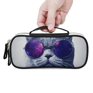 Cool Cat Printed Pencil Case Bag Stationery Pouch with Handle Portable Makeup Bag Desk Organizer