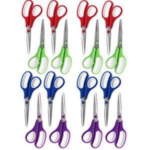 S & E TEACHER'S EDITION 8.5 Inch Scissors 16Pcs, Stainless Steel Sharp Blade, Comfort-Grip Handles, Pack of 16.