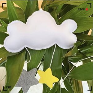 Bemeet 5ft Felt Cloud Star Wall Hanging Decoration (Set of 1) Clouds Stars Moon Garland for Kids Bedroom Living Room, Baby Shower Party Supplies, Sky Theme String Garlands for Nursery Decor