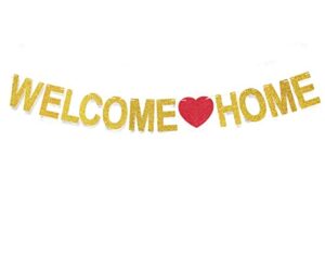 gzfy welcome home banner gold glitter banner for home decoration family party welcome home decoration welcome home sign