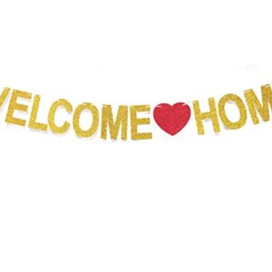 GZFY Welcome Home Banner Gold Glitter Banner for Home Decoration Family Party Welcome Home Decoration Welcome Home Sign