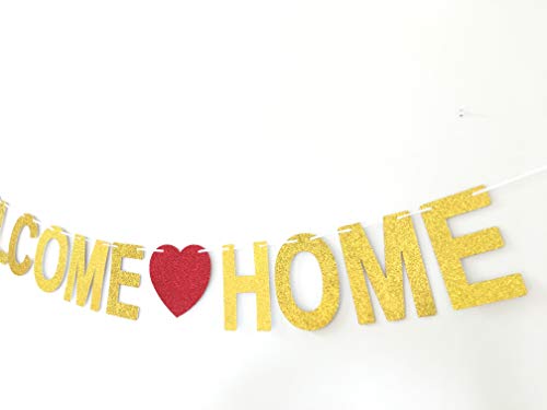 GZFY Welcome Home Banner Gold Glitter Banner for Home Decoration Family Party Welcome Home Decoration Welcome Home Sign