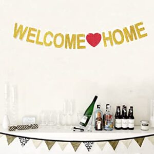 GZFY Welcome Home Banner Gold Glitter Banner for Home Decoration Family Party Welcome Home Decoration Welcome Home Sign