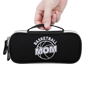 Basketball Mom Printed Pencil Case Bag Stationery Pouch with Handle Portable Makeup Bag Desk Organizer