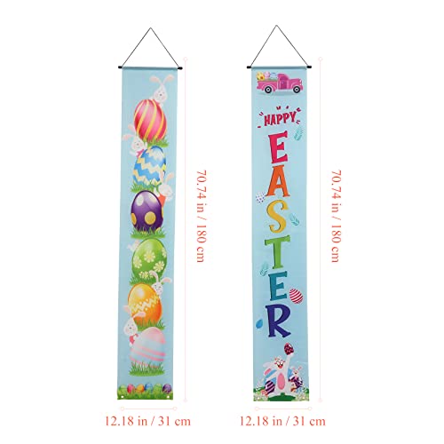 TOYMYTOY Easter Front Door Decal Happy Easter Sign 1 Pair Party Porch Banner Decors Hanging Banners Party Layout Couplets Happy Easter Garland Easter Party Supplies