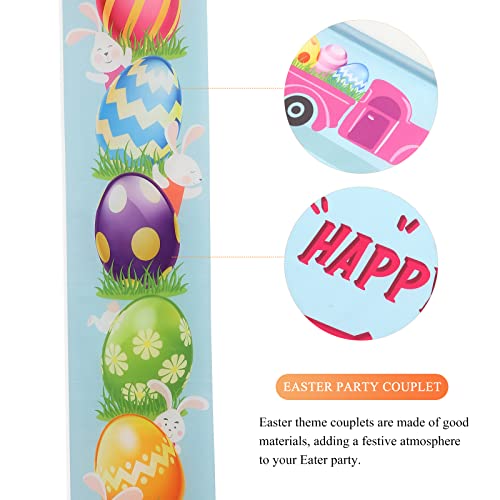 TOYMYTOY Easter Front Door Decal Happy Easter Sign 1 Pair Party Porch Banner Decors Hanging Banners Party Layout Couplets Happy Easter Garland Easter Party Supplies