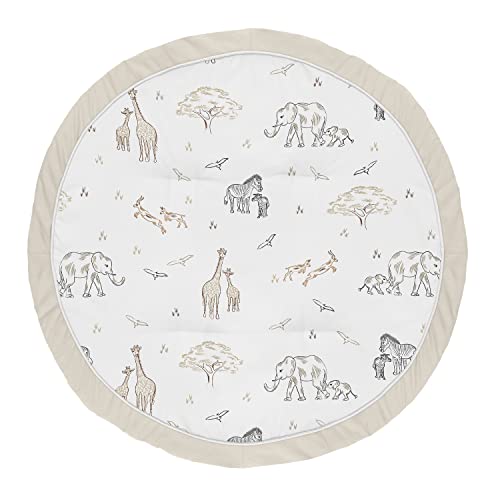 Sweet Jojo Designs Jungle Safari Animals Boy Girl Baby Playmat Tummy Time Infant Play Mat Brown Taupe Black and White Gender Neutral Animal Elephant Giraffe Wildlife Adventure Elephants Serengeti