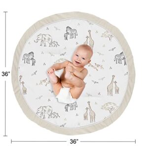 Sweet Jojo Designs Jungle Safari Animals Boy Girl Baby Playmat Tummy Time Infant Play Mat Brown Taupe Black and White Gender Neutral Animal Elephant Giraffe Wildlife Adventure Elephants Serengeti