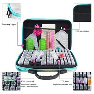 Kuangben Diamond Painting Storage Containers With70 Slots(30Cylinder+40Square Tube) Resin Diamond Painting Drill Pen,Stainless Steel Tweezer,Ceramic Precision Pen etc. Accessories Kits (Teal Marble)