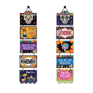 day of the dead decoration dia de los muertos banner cinco de mayo door porch banner sign halloween sugar skull party hanging decor sugar skulls and skeletons mexican days of the dead party decoration