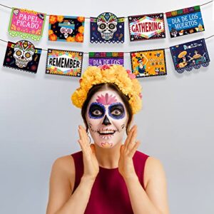 Day of the Dead Decoration Dia de los Muertos Banner Cinco De Mayo Door Porch Banner Sign Halloween Sugar Skull Party Hanging Decor Sugar Skulls and Skeletons Mexican Days of the Dead Party Decoration