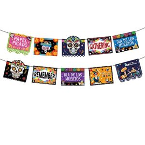 Day of the Dead Decoration Dia de los Muertos Banner Cinco De Mayo Door Porch Banner Sign Halloween Sugar Skull Party Hanging Decor Sugar Skulls and Skeletons Mexican Days of the Dead Party Decoration