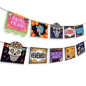 Day of the Dead Decoration Dia de los Muertos Banner Cinco De Mayo Door Porch Banner Sign Halloween Sugar Skull Party Hanging Decor Sugar Skulls and Skeletons Mexican Days of the Dead Party Decoration