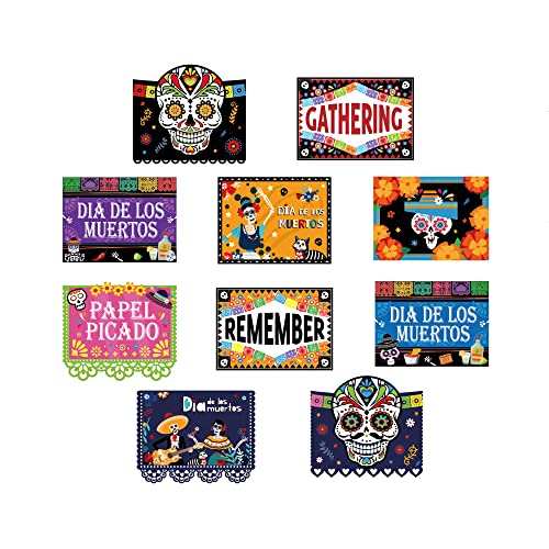 Day of the Dead Decoration Dia de los Muertos Banner Cinco De Mayo Door Porch Banner Sign Halloween Sugar Skull Party Hanging Decor Sugar Skulls and Skeletons Mexican Days of the Dead Party Decoration