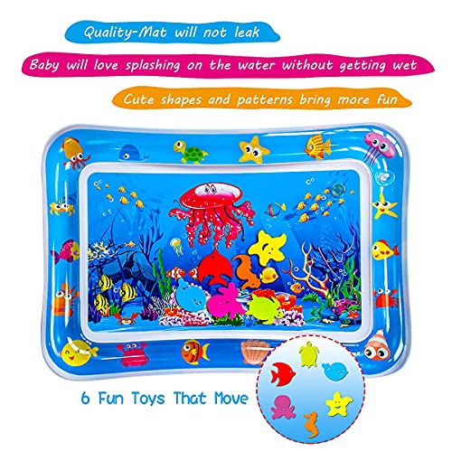 YULIN-MALL Tummy time Water Play mat Baby & Toddlers is The Perfect Fun time Play Inflatable Water mat,Activity Center Your Baby's Stimulation Growth, Blue