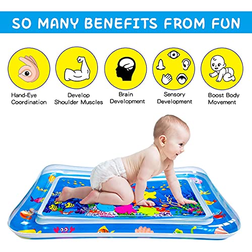 YULIN-MALL Tummy time Water Play mat Baby & Toddlers is The Perfect Fun time Play Inflatable Water mat,Activity Center Your Baby's Stimulation Growth, Blue