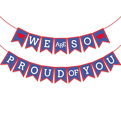 DOMOO OF DREAMS Red Blue We are So Proud of You Banner 2022 Graduation Party Garland Backdrop Decoration Gift Ideas