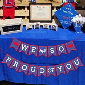 DOMOO OF DREAMS Red Blue We are So Proud of You Banner 2022 Graduation Party Garland Backdrop Decoration Gift Ideas