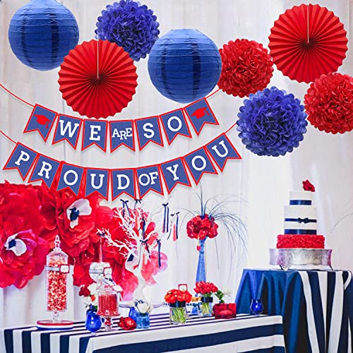 DOMOO OF DREAMS Red Blue We are So Proud of You Banner 2022 Graduation Party Garland Backdrop Decoration Gift Ideas