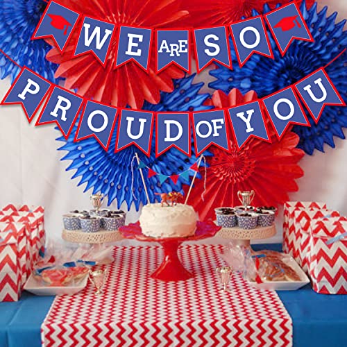 DOMOO OF DREAMS Red Blue We are So Proud of You Banner 2022 Graduation Party Garland Backdrop Decoration Gift Ideas