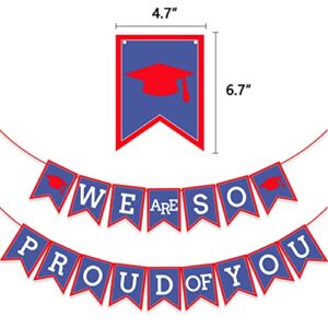 DOMOO OF DREAMS Red Blue We are So Proud of You Banner 2022 Graduation Party Garland Backdrop Decoration Gift Ideas