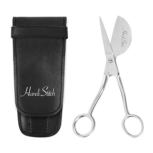 Handi Stitch Duckbill Appliqué Scissors with Case - 6 inch/15cm Overall Length - Scissor for Appliquéing & Embroidery - Paddle Shaped for Arts & Crafts, Fabric & Embroidery - Small Cutting Scissors