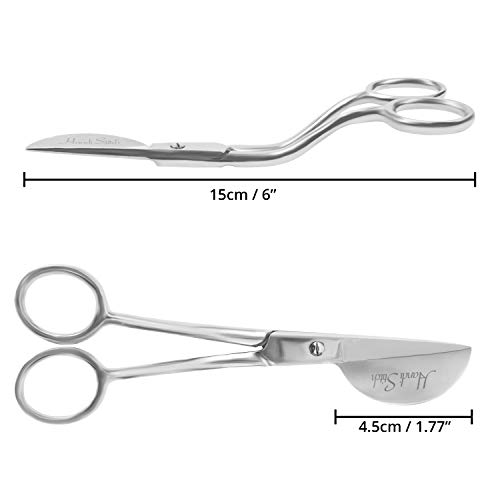 Handi Stitch Duckbill Appliqué Scissors with Case - 6 inch/15cm Overall Length - Scissor for Appliquéing & Embroidery - Paddle Shaped for Arts & Crafts, Fabric & Embroidery - Small Cutting Scissors