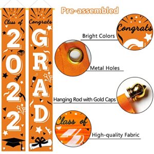 DUDOU Orange Graduation Porch Sign Class of 2022 Hanging Banner Front Entry Decoration Congrats Orange Black White Grad Party Decoration