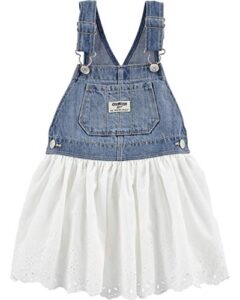 oshkosh b’gosh baby girls world’s best overalls, white eyelet jumper, 24 months